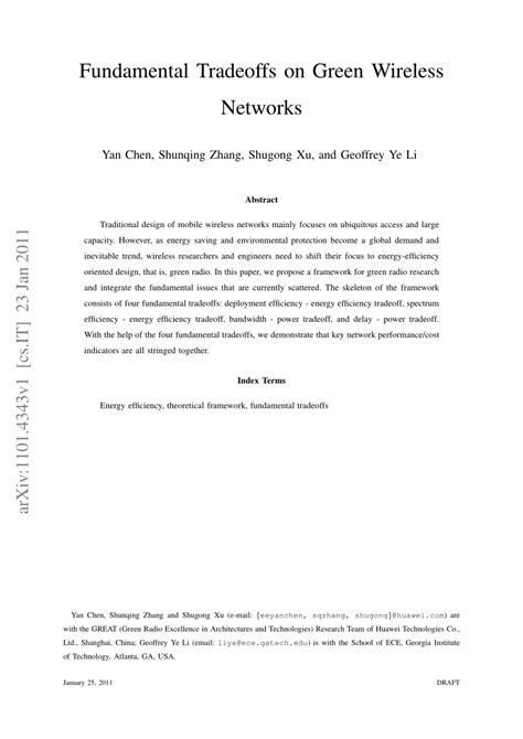 Pdf Fundamental Trade Offs On Green Wireless Networks