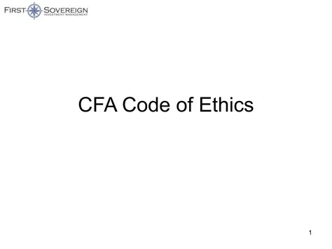 CFA Code Of Ethics Presentation Ppt Ppt
