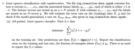 1 least squares classification with regularization