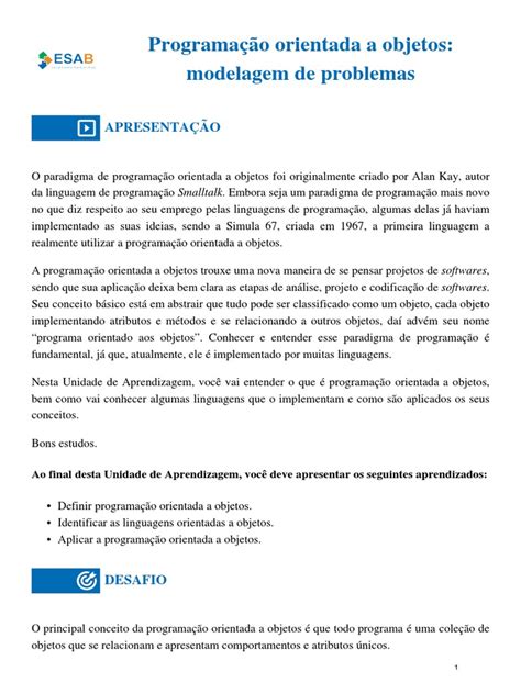 programacao orientada a objetos pdf linguagem de programação
