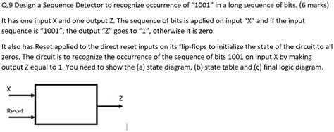 Solved Q9 Design A Sequence Detector To Recognize The Occurrence Of