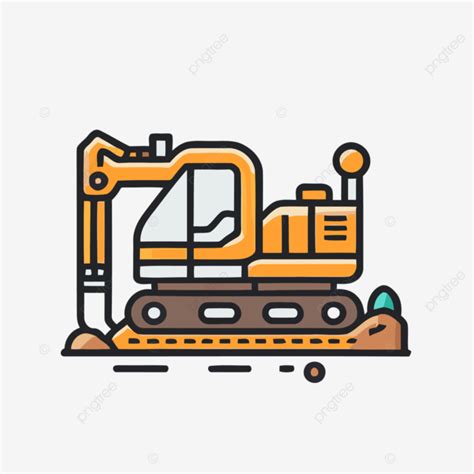조경에 사용할 수 있는 흙이 있는 주황색 굴착기 아이콘 벡터 흰색 바탕에 건설 장비를 묘사한 직계 아이콘 플랫 아이콘 및 드리블에 의한 벡터 일러스트 비핸스 Hd