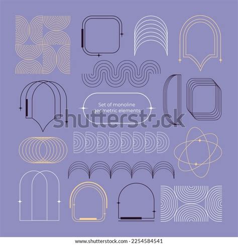 Set Monoline Geometric Elements Minimalistic Abstract Stock Vector Royalty Free 2254584541