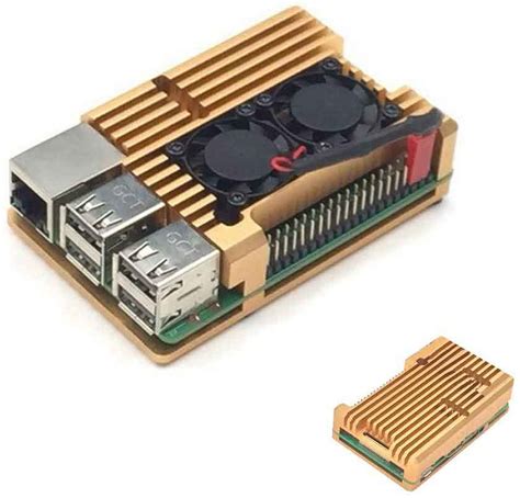 Heatsink Case Met Fan Voor Raspberry Pi 4 Goud Elektronica Voor Jou