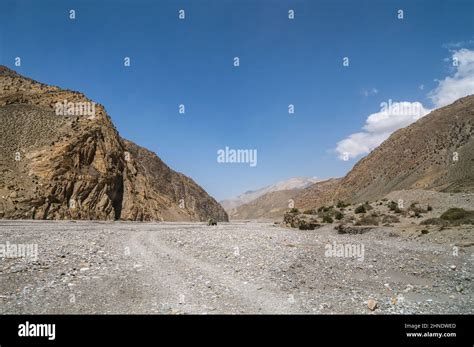 Valley Of Kali Gandaki River Between Marpha And Kagbeni Nepal Stock