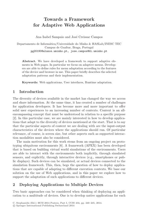Pdf Towards A Framework For Adaptive Web Applications