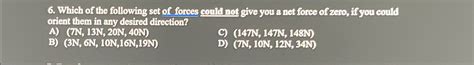 Solved Which Of The Following Set Of Forces Conld Not Give Chegg