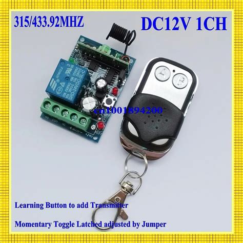 Rf Rc Remote Control Switch 12v 1 Ch 10a Relay Receiver Transmitter Wireless Light Power Switch