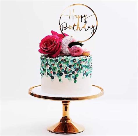 Elegant Happy Birthday Cake Topper