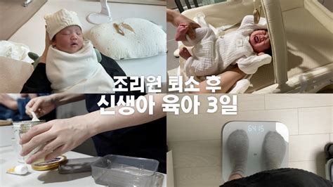 조리원 퇴소 후 실전 육아브이로그 신생아와 집에서 산후도우미 없는 첫날 💦 3일동안 우리끼리 애보는 일상 • 첫 손주 보러