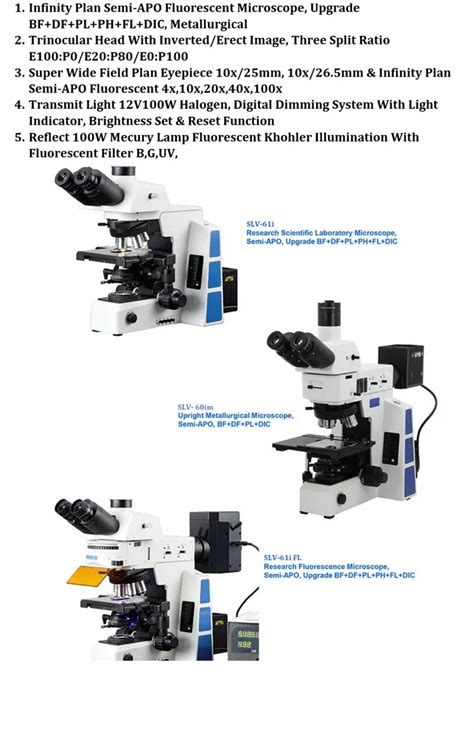 Slv 61ifl Research Fluorescent Microscope Resolution 3mp