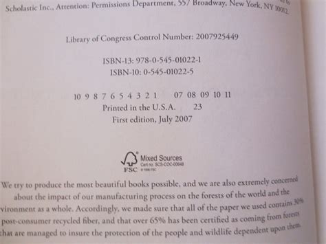 Rare Print Errorfirst Edition 2007near Fineharry Potter And The