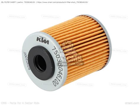 75038046100 Oil Filter Short Ktm Buy The 75038046100 At Cmsnl