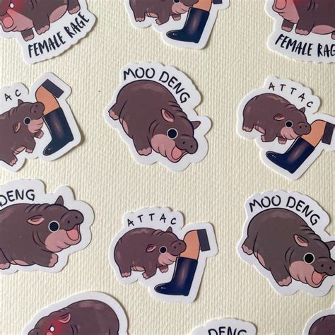 Moo Deng Stickers Etsy