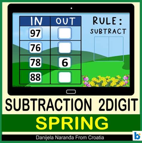 Spring Math Input Output Table Subtraction 2 Digit Boom ™ Cards Tpt