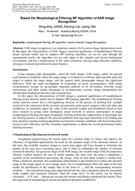 Based The Morphological Filtering Bp Algorithm Of Sar Image Recognition