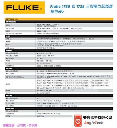Fluke 1738 Intl 三相電力記錄器 Three Phase Power Loggers 熱影像儀 邏輯分析儀 電表