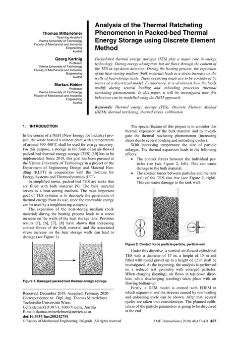 Pdf Analysis Of The Thermal Ratcheting Phenomenon In Packed Bed