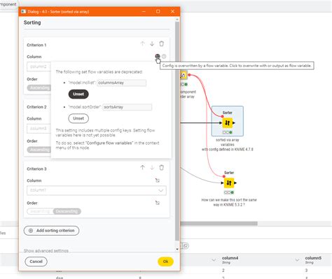 Knime Ap 53 Sorter Node Missing Functionality With Flow Variables Knime Analytics
