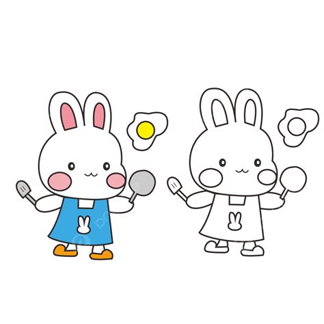 오리지널 손 으로 만 든 만화 요리 좋아 하 는 토끼 어린이 색칠 도안 손으로 그린 장식 패턴 만화 Png 일러스트 및 벡터 에 대한 무료 다운로드 Pngtree