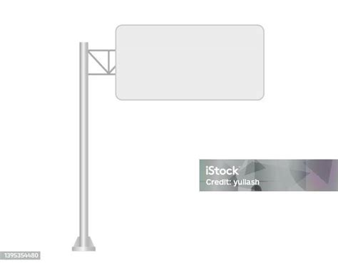 화이트 로드 빌보드 또는 배너 모형 높은 금속 구조물에 빈 고속도로 표지판 도시 디자인 및 옥외 광고를위한 벡터 현실적인 템플릿 정면보기 3차원 형태에 대한 스톡 벡터 아트