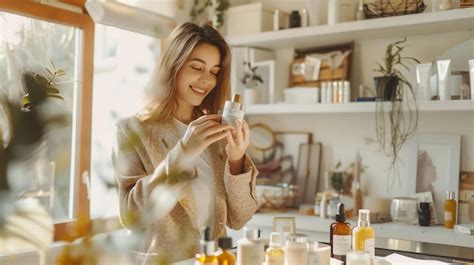 woman smells a product in a store premium ai generated image