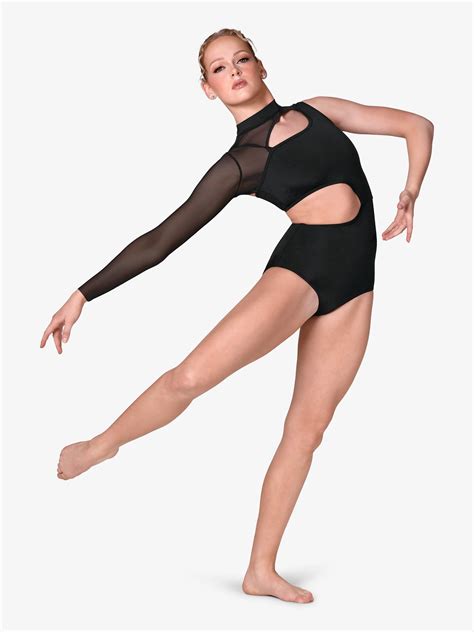 Womens Offset Asymmetrical Cutout Leotard Double Platinum Dp2080