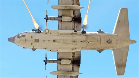 Ac 130 Gunship From The Us Conducts Extensive Cannon Fire During Combat