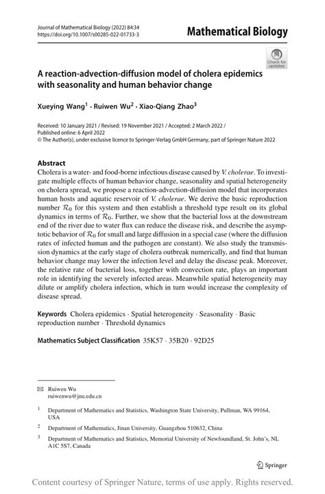 A Reaction Advection Diffusion Model Of Cholera Epidemics With Seasonality And Human Behavior