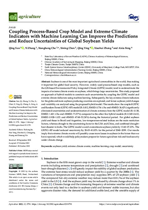 Pdf Coupling Process Based Crop Model And Extreme Climate Indicators