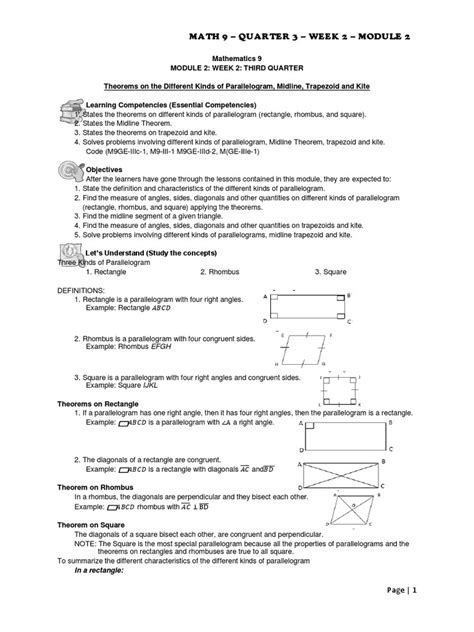 Math Grade9 Quarter3 Week2 Module2 Pdf Perpendicular Rectangle