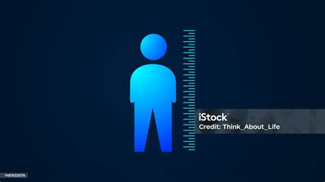 진한 파란색 그림 배경에 높이 테스트 바디 아이콘을 측정합니다 개념에 대한 스톡 벡터 아트 및 기타 이미지 개념 개념과 주제 건강한 생활방식 Istock