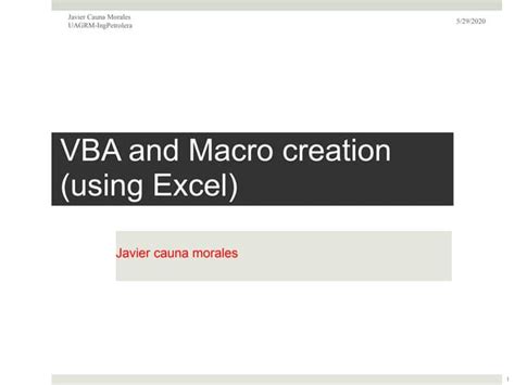 Vba And Macro Creation Using Excel Ppt
