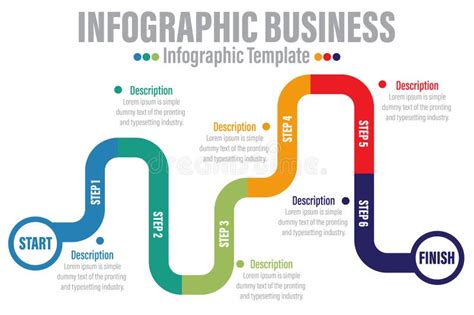 Timeline Infographics Template With Step Or Six Option Workflow Process Chart Stock Vector