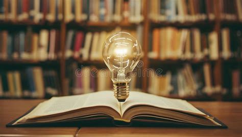 Open Book With Light Bulb Symbolizing Learning And Inspiration Ai Generated Stock Illustration