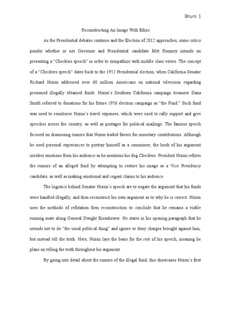 Checkers Speech Analysis Portfolio Richard Nixon Elections