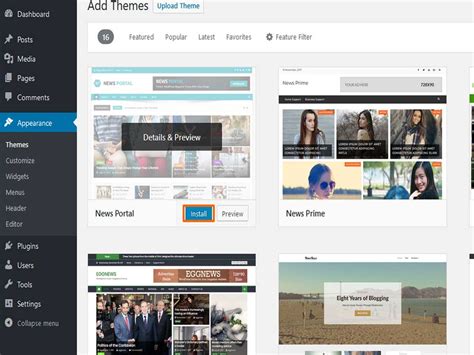 how to install wordpress theme