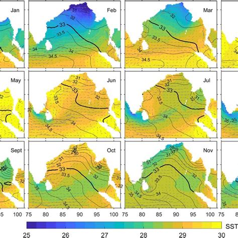 Climatological Monthly Sea Surface Temperature Fields Color Mean Download Scientific Diagram