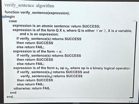 Solved Erilysentence Algorithm Unction