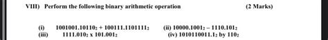 solved viii perform the following binary arithmetic