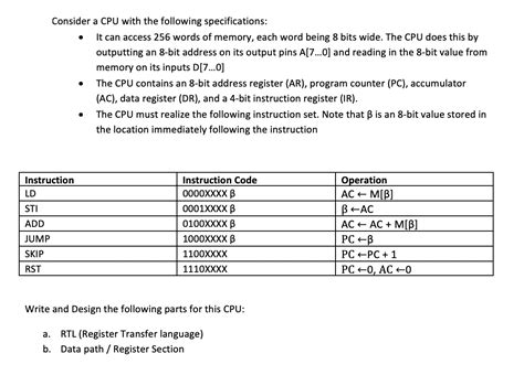 Solved Consider A CPU With The Following Specifications It Chegg Com