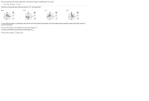 solved plot each point and form the right triangle abc