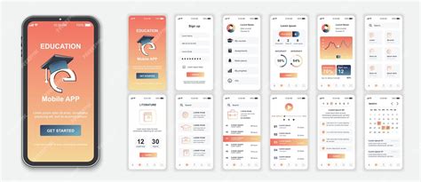 Premium Vector Education Mobile App Interface Screens Template Set Online Account Progress