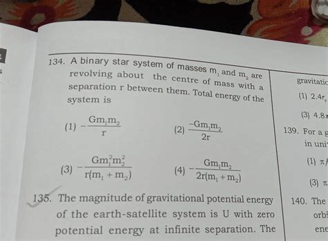 A Binary Star System Of Masses M1 And M2 Are Revolving About The Centre