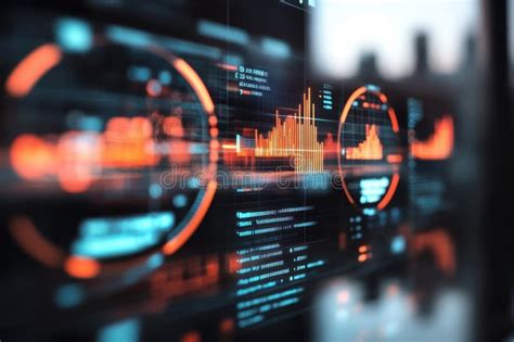 A Computer Screen Displays A Series Of Graphs And Numbers Stock