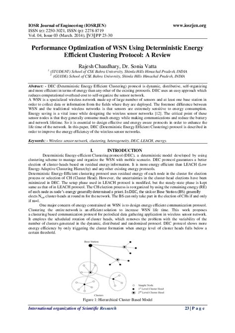 Pdf Iosr Journal Of Engineering Iosrjen Performance Optimization Of Wsn Using Deterministic
