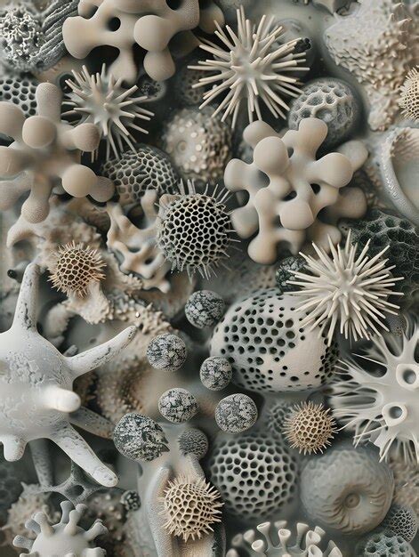 Monochrome Microscopic Organic Structures In Abstract Composition Premium Ai Generated Image