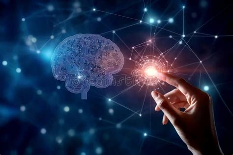 A Finger Touching A Digital Representation Of A Brain Symbolizing The Intersection Of Ai