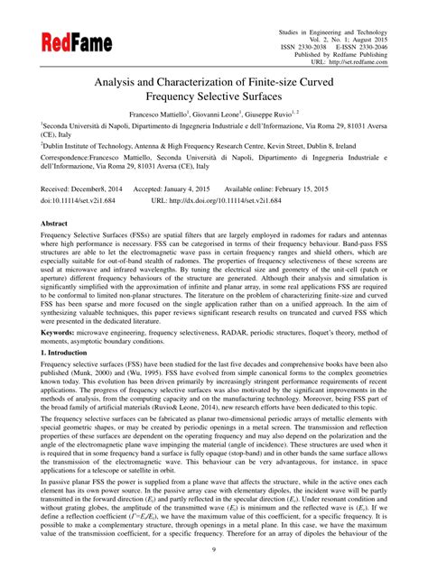 Pdf Analysis And Characterization Of Finite Size Curved Frequency Selective Surfaces