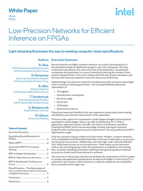 Low Precision Networks For Efficient Inference On Fpgas White Paper Pdf Field Programmable